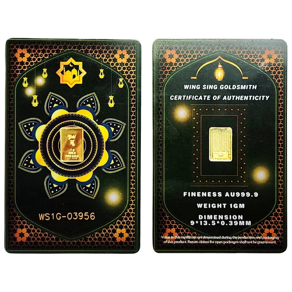 Wing Sing Loket Emas 999.9 1g 999.9 Gold Bar Fine Gold Gold Card Gift ...