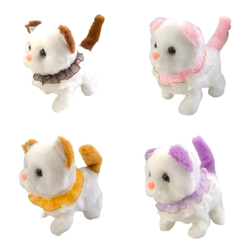 Children Electronic Walking Plush Cat Robot Toy Cat Walking Toys Mainan ...