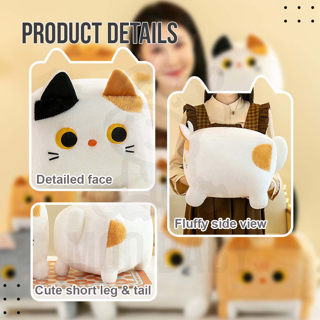 ⭐Moo Baby Cube Cat Plush Toy Cat Bantal Kucing Comel Cat Plushie Pillow ...
