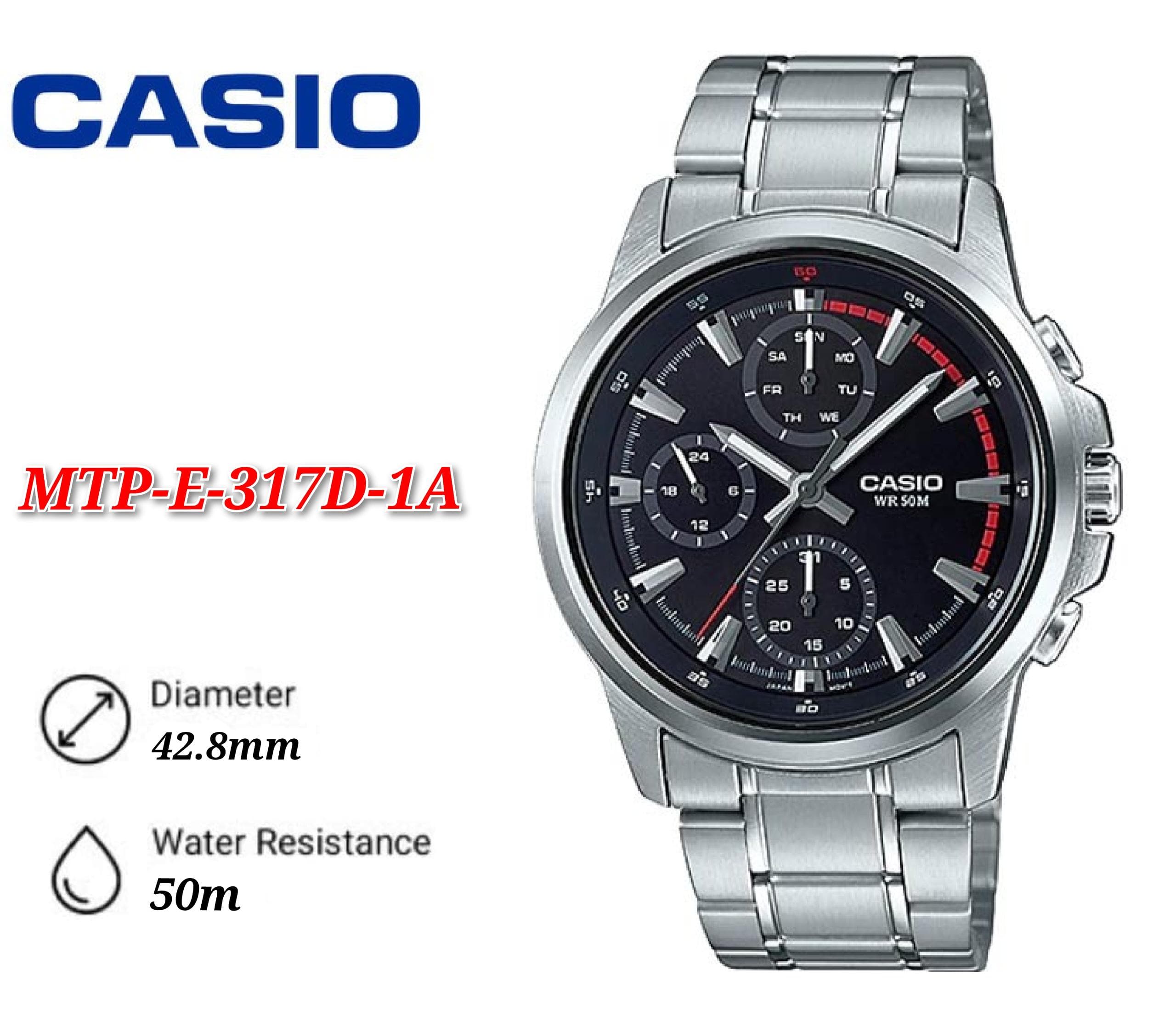 Casio MTP-E317D Multi Hands Fashion Quartz Analog Men Watch . | Shopee ...
