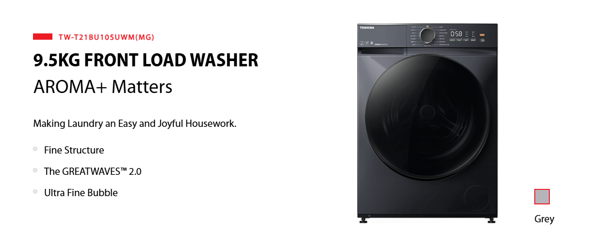 Toshiba Front Load Washing Machine Inverter 9.5KG With Steam Wash Mesin Basuh 洗衣机 洗衣機 TW ...