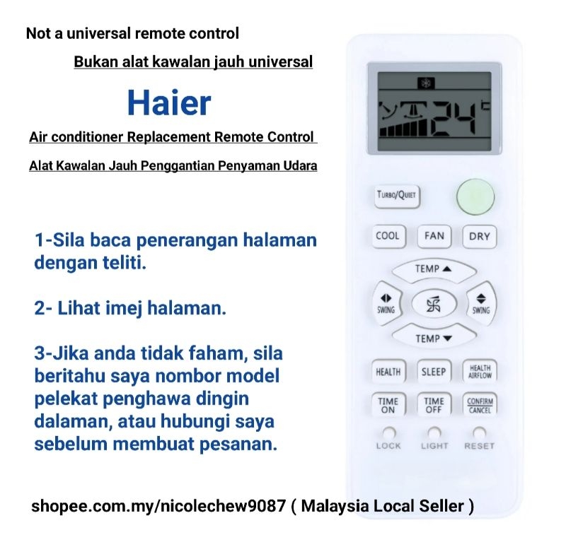 Haier air conditioner Replacement Remote Control H06 | Shopee Malaysia
