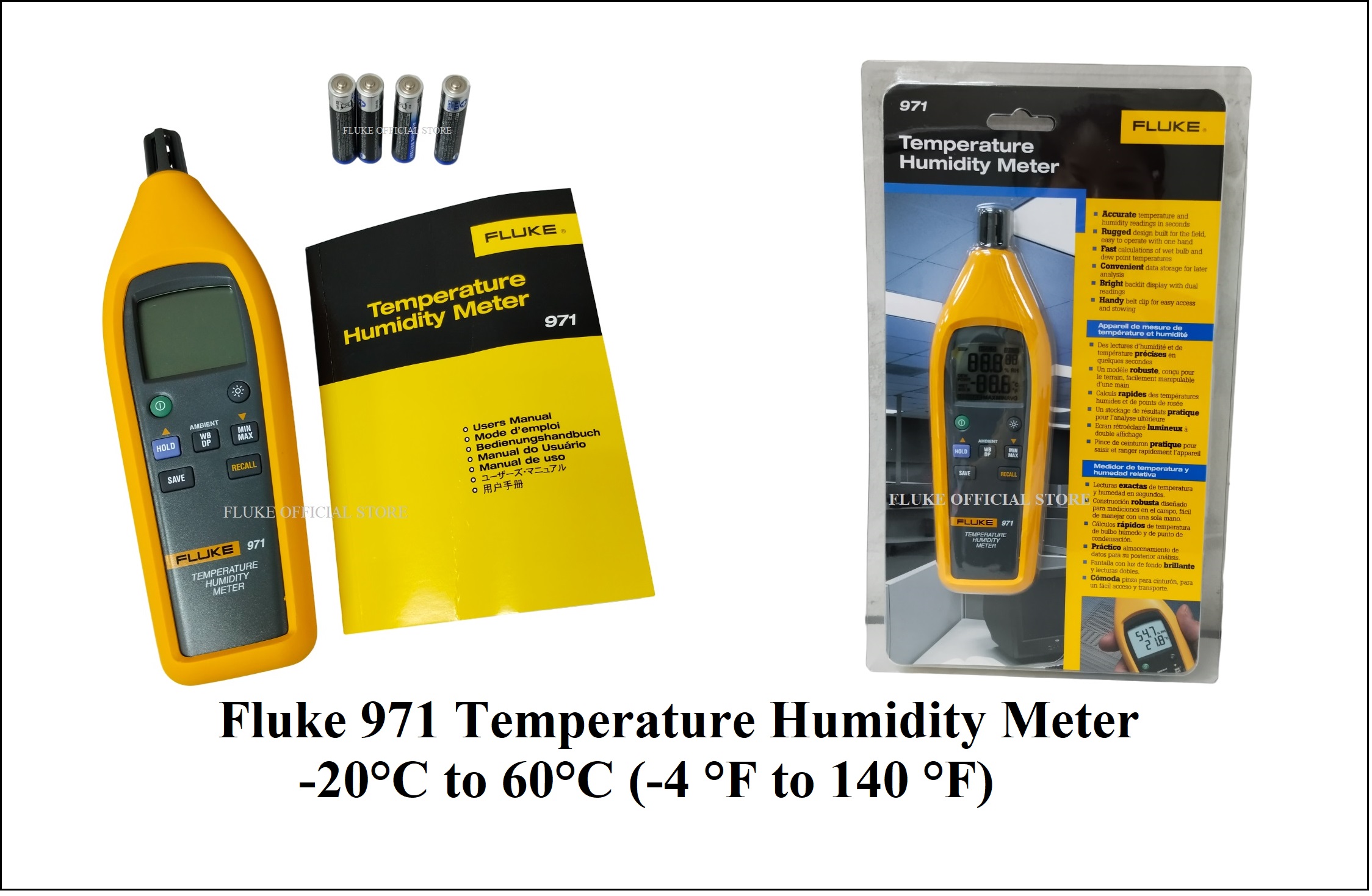 Fluke 971 Temperature Humidity Meter -20°C to 60°C (-4 °F to 140 °F ...
