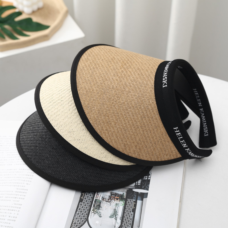 Korean Summer Straw Rattan Summer Beach Hat Topi Pantai Matahari ...