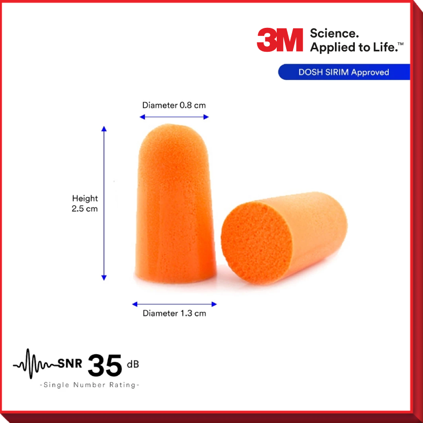 3M™ 1100 1110 SOFT FOAM DISPOSABLE EARPLUGS CORDED UNCORDED EARPLUGS SNR 35 dB/SLEEPING & TRAVEL ...