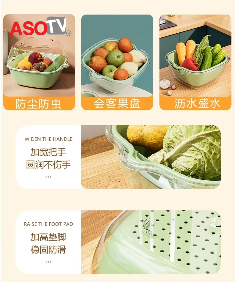 ASOTV® PET 8 in 1 Vegetables Washing Bowl Drain Basket Strainer Bakul ...