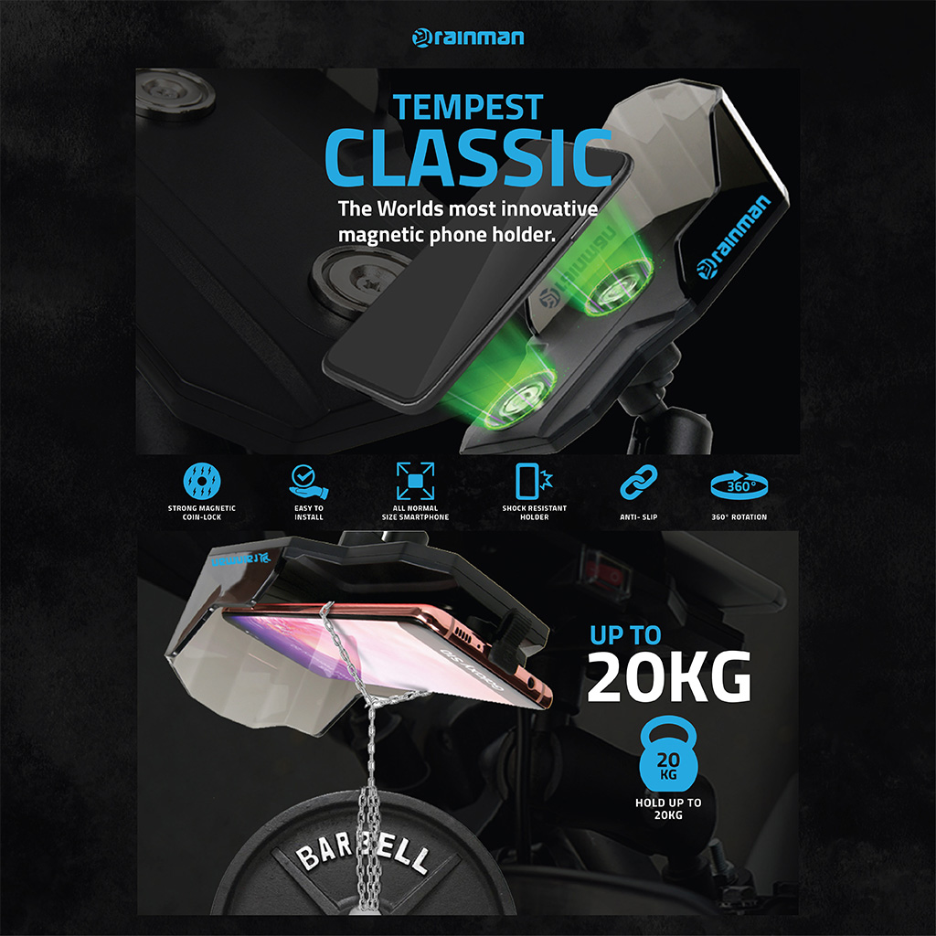 RAINMAN Tempest Classic Strong Magnetic Phone Holder for Motorcycles ...