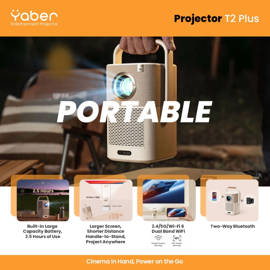 Yaber T2 / Yaber T2 Plus Projector | T1080P FHD | 450 ANSI Lumens | JBL ...