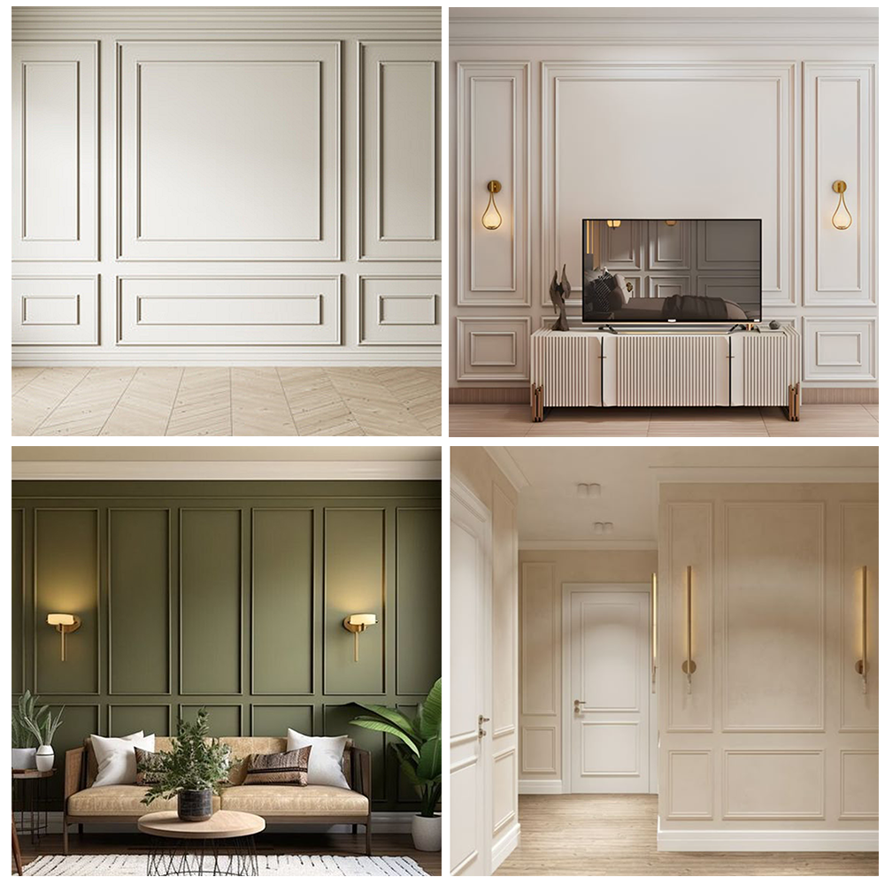 Pakej DIY WAINSCOTING SINGLE DOUBLE FRAME Gold White Siap Potong ...