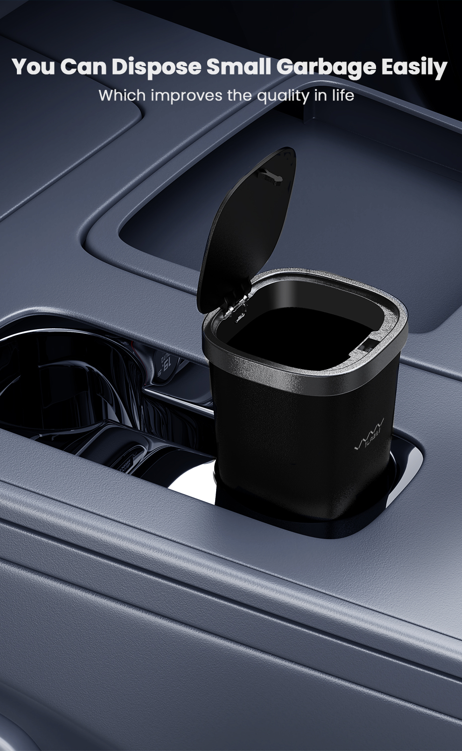 Vyvylabs Car Dustbin Mini Car Trash Bin Can Cup Size Front Row Mini ...
