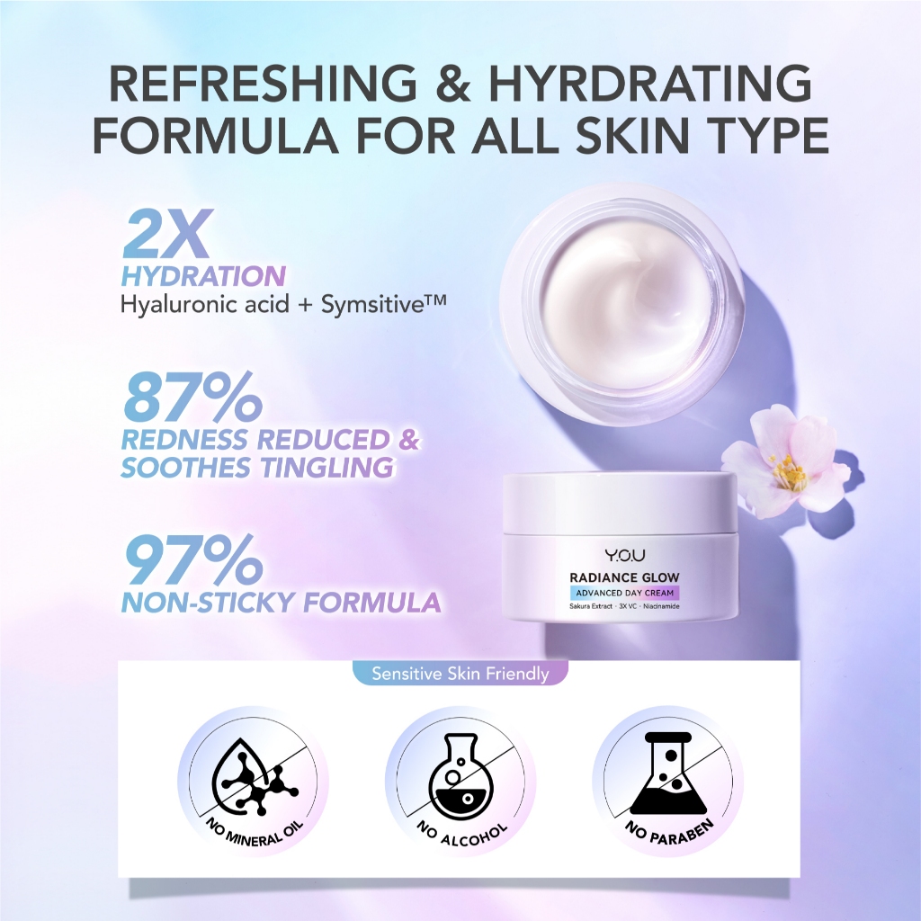 YOU Radiance Glow Advanced Day Cream 30g SPF35+ PA+++ Sakura Extract ...