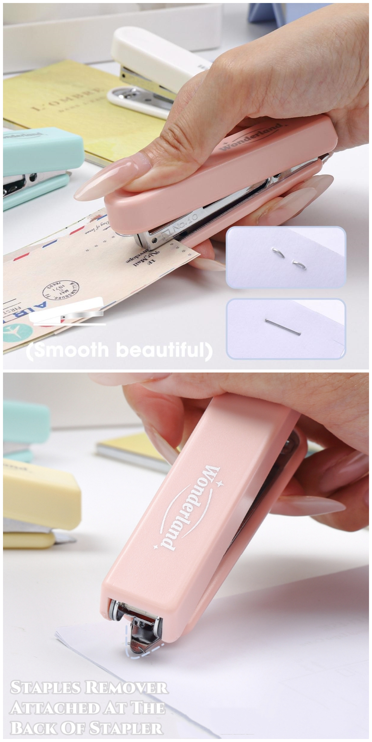 INS Macaron Colors Portable Stapler Staples Size No.10 Paper Binding ...