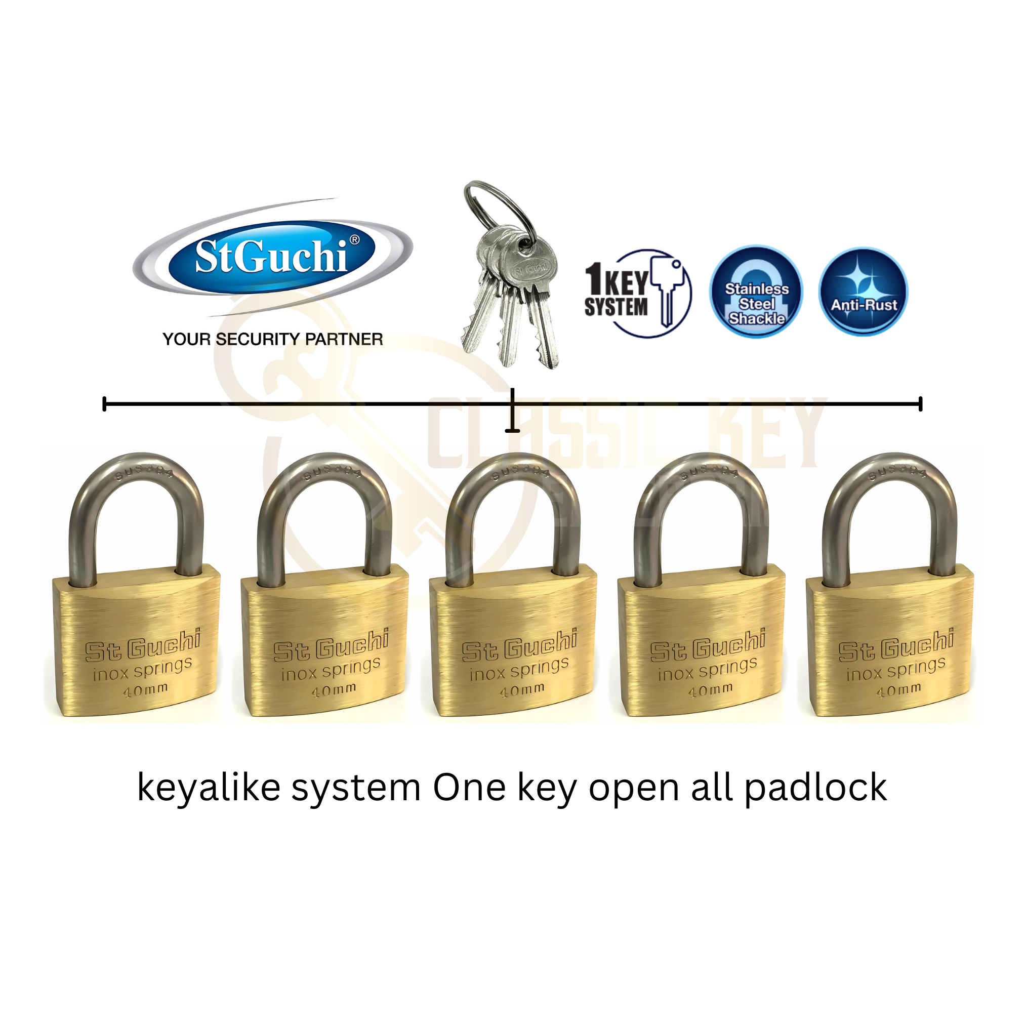 St Guchi Padlock Model SGPL-81 Solid Brass Body 40mm x 5pcs | Shopee ...
