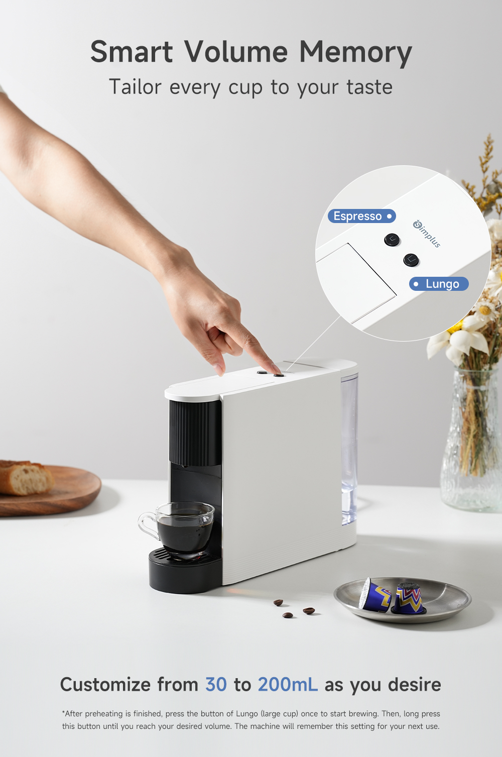 Simplus Coffee Maker Espresso Capsule Coffee Machine 20Bar Extraction ...