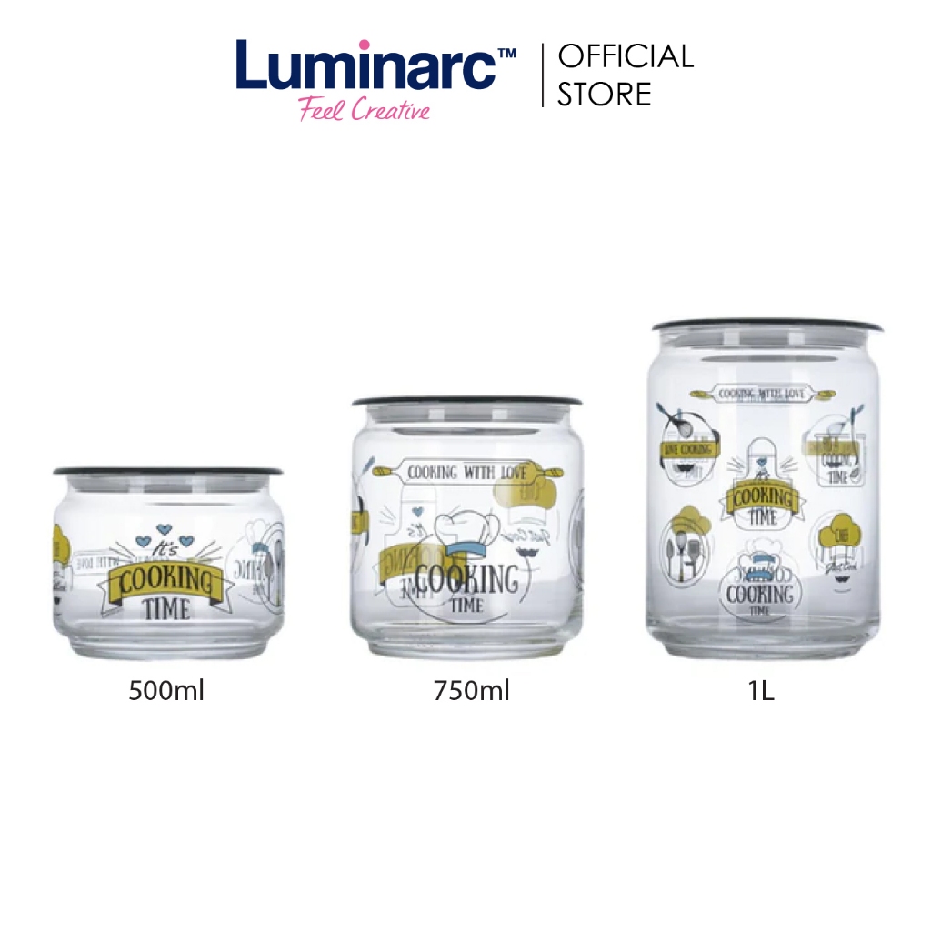 Luminarc 3Pcs Rondo 'Cooking Time' Storage Jar Set - (500+750+1000ML ...
