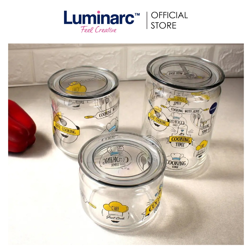 Luminarc 3Pcs Rondo 'Cooking Time' Storage Jar Set - (500+750+1000ML ...