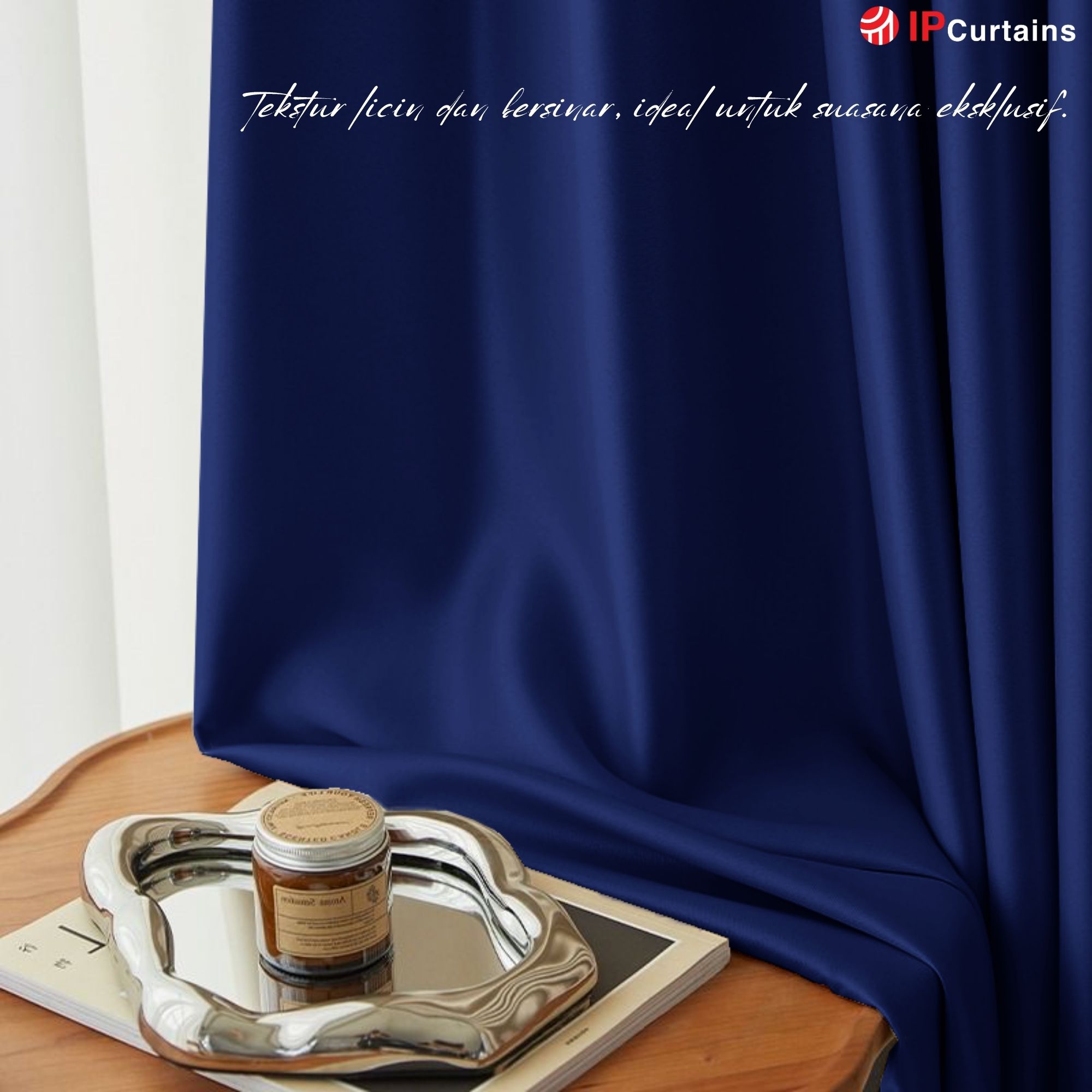 IP CURTAIN NOAH Langsir 80% Blackout Warna Dark Blue Lembut Soft ...