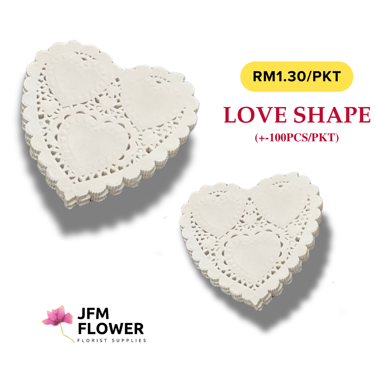 [RM1.30/PKT] +-100PCS SALE!!! Heart Shape White Dolly Paper/Doilies for ...