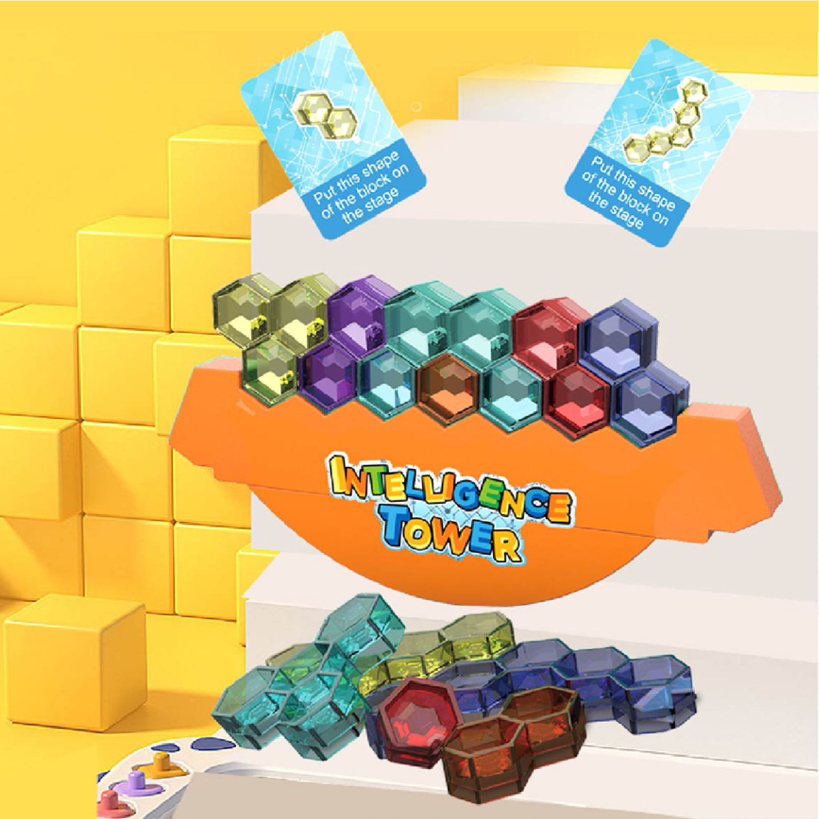 Educational Stacking Tower Game Blocks Stacking Balance Hexagon Block ...