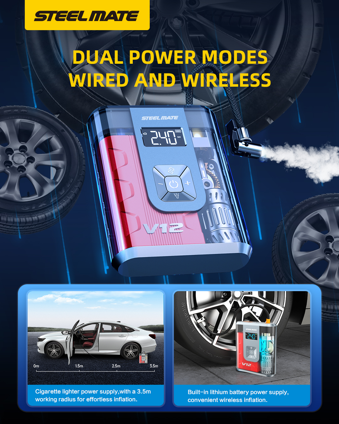 Steelmate 4 IN 1 Tire Inflator, Jump Starter, Portable Power bank ...