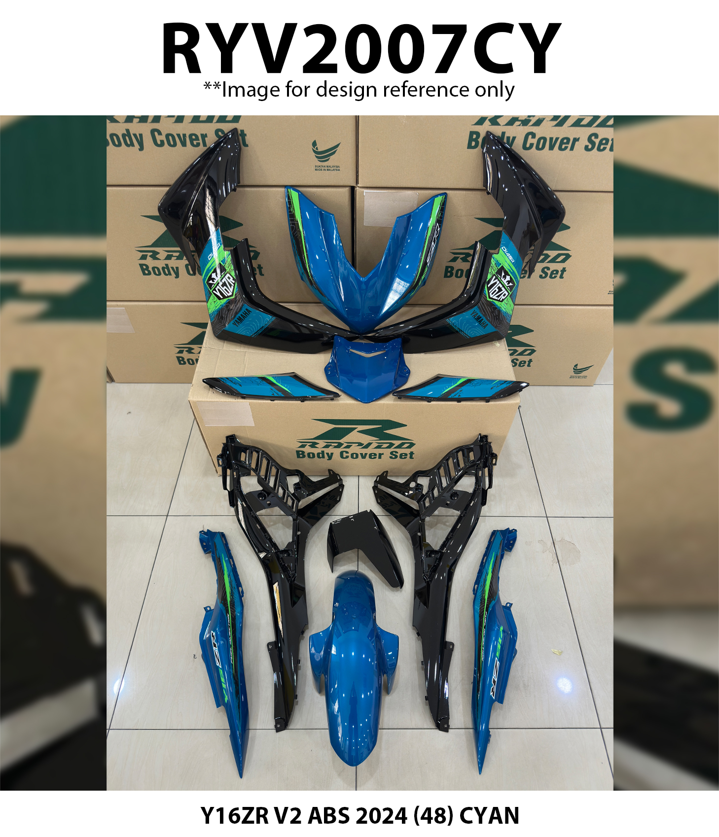 YAMAHA Y16 Y16zr V2 Abs 2024 (48) Cyan Red Blue Cover Set RAPIDO ...