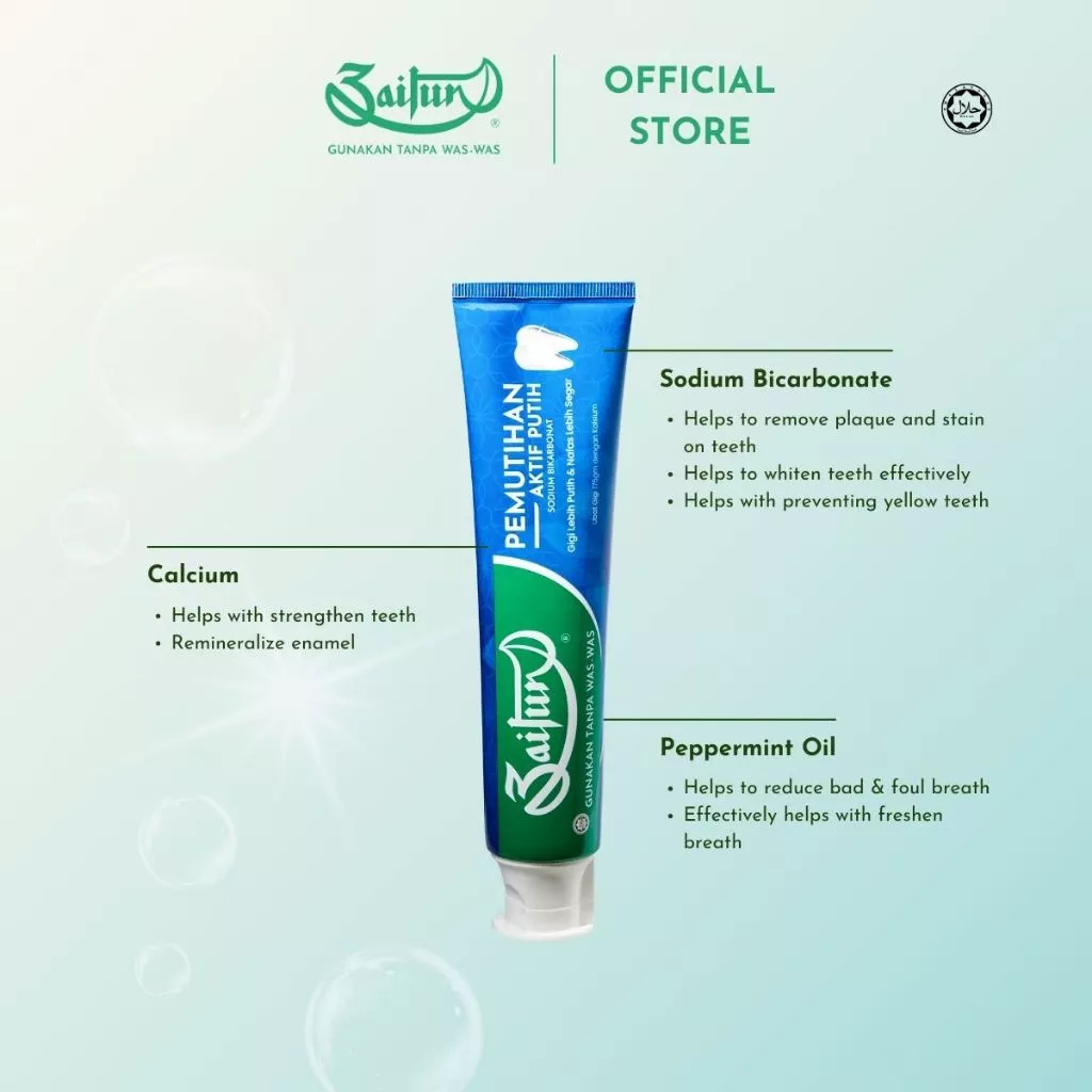 【READY STOCK】ZAITUN Ubat Gigi Pemutihan/ Whitening Toothpaste 40G ...