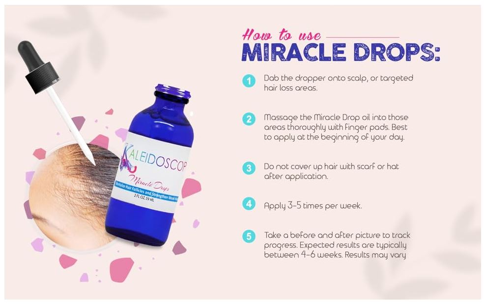 KALEIDOSCOPE MIRACLE DROPS Hair Oil Growth Revitalize Hair Follicles ...