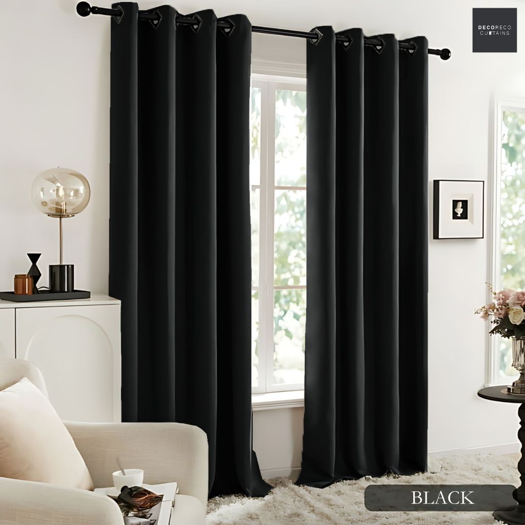 NOAH Curtain 80% Blackout Warna Hitam Lembut Licin Ready Stock Tirai ...