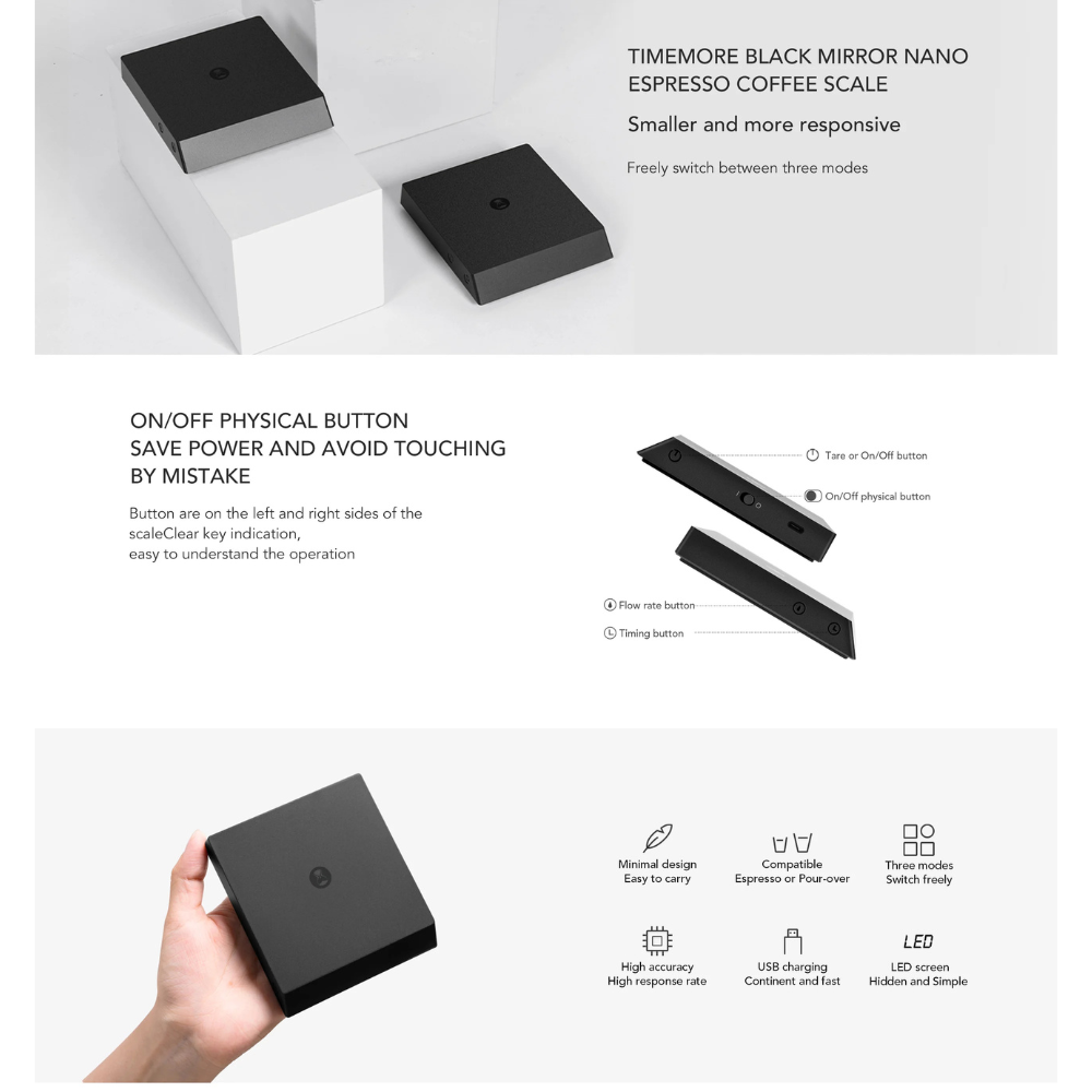 TIMEMORE Black Mirror Basic 2 Scale, Basic Plus Scale, Mini Espresso ...