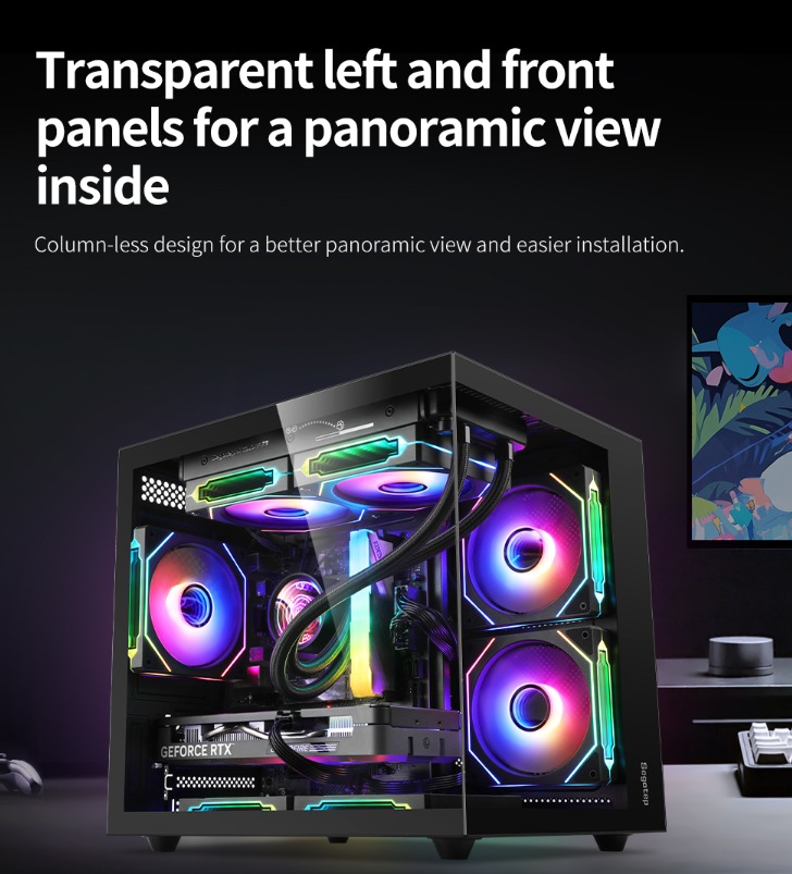 Segotep Brave W1 BLACK WHITE MATX Casing Tempered Glass Compact PC Case ...