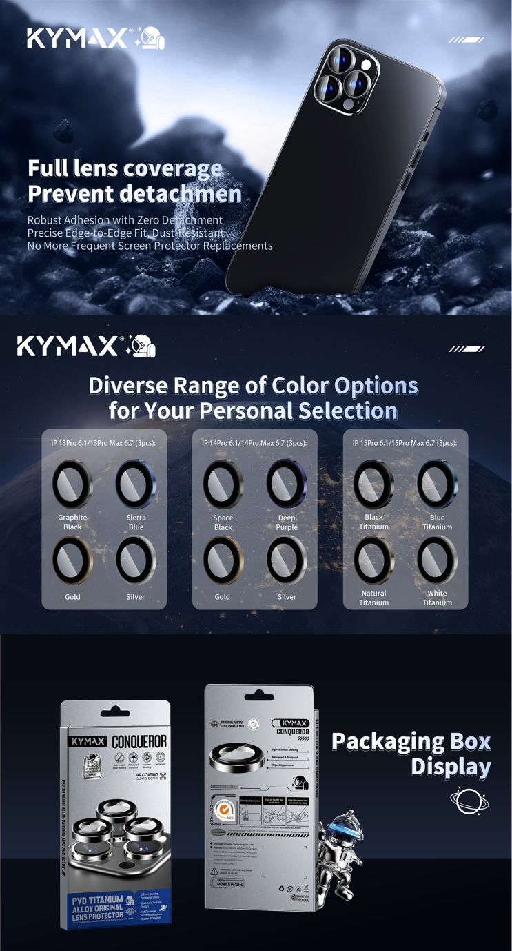KYMAX Titanium Alloy Camera Lens Protector Anti-Reflective Corning ...