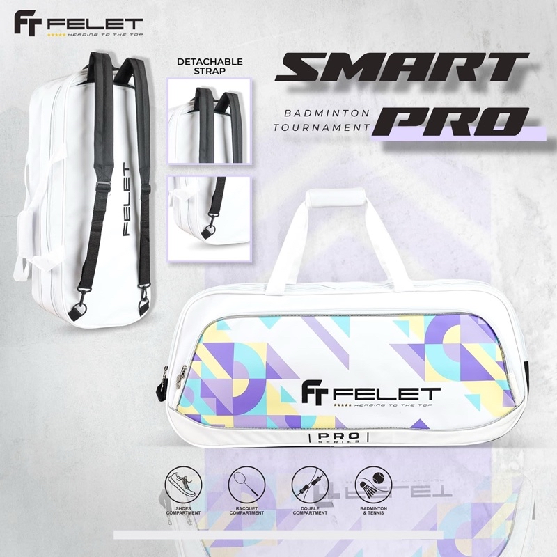 FELET Smart Pro Tournament Bag Badminton Racquet Backpack Double Zip ...