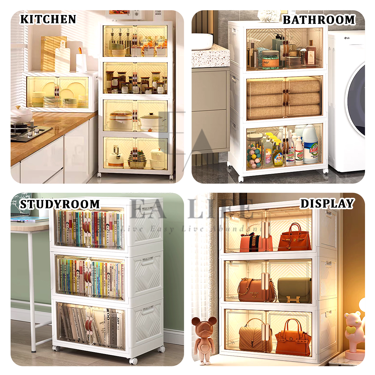 Foldable Clothes Cabinet Storage Box Stackable Box Organizer Storage ...