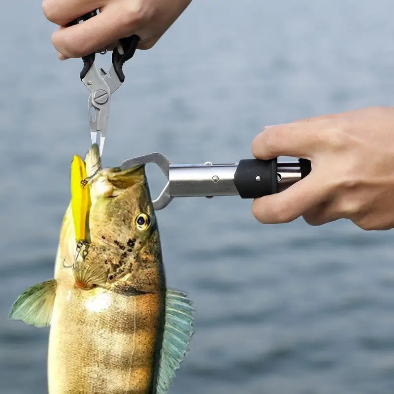 4 IN 1 SET Large Fishing Tang Pancing Stainless Steel Fish Lip Pemotong ...