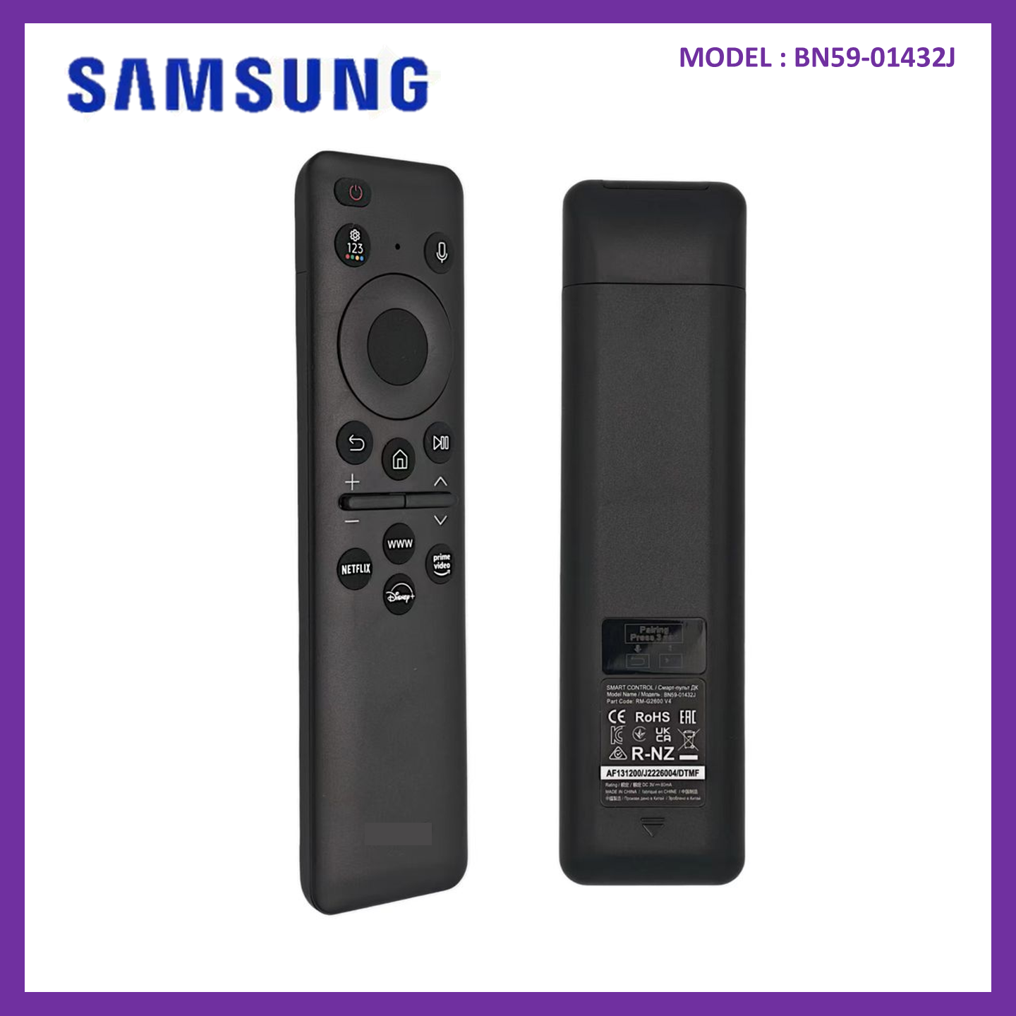 SAMSUNG Crystal UDH QLED 4K Smart TV Remote Control BN59-01432J Smart ...