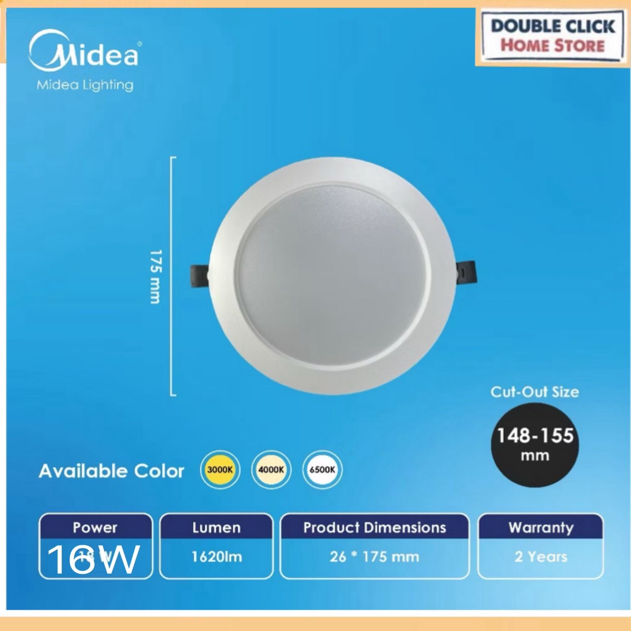Midea Lighting Downlight Round 6" (16W) | Shopee Malaysia