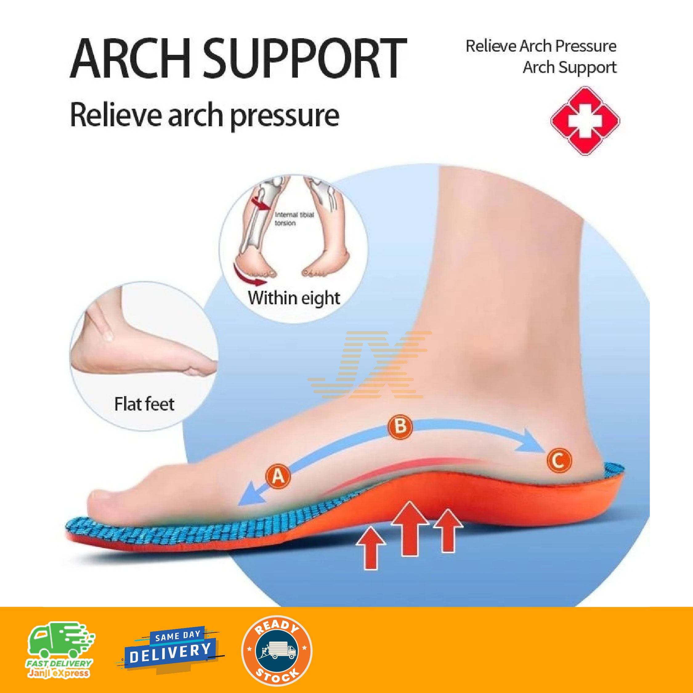 Orthotic Insole Arch Support Flatfoot Running Insoles for Shoes Sole ...