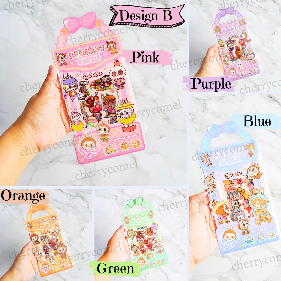 Labubu Stickers Pack Cute Sticker Stiker Pelekat Clear Vinyl Plastic ...