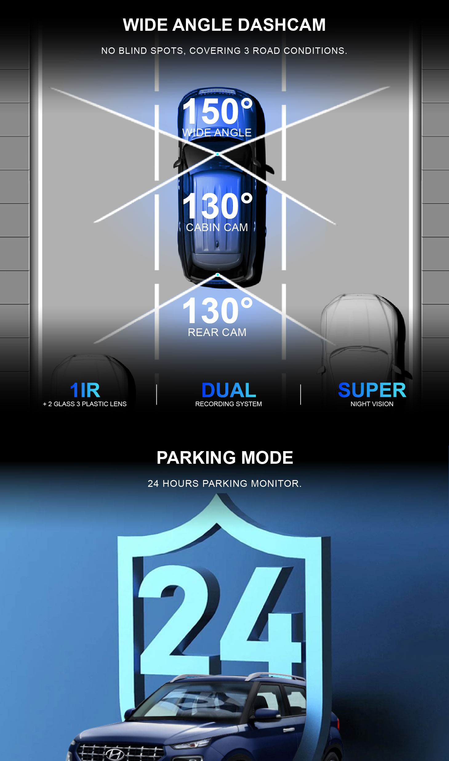 AZDOME M580 2160P/5K Ultra HD Dual/Triple Channel Front & Rear & Cabin ...