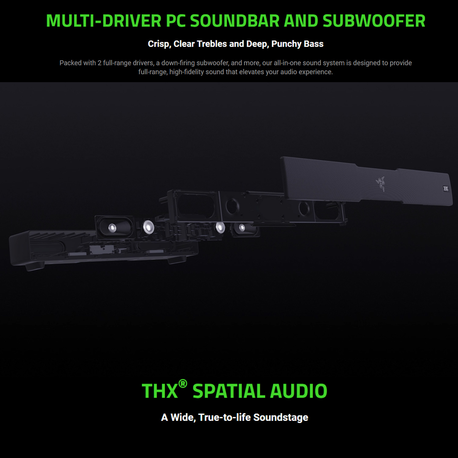 Razer Leviathan V2 PC Gaming Soundbar with Subwoofer | THX® Spatial ...