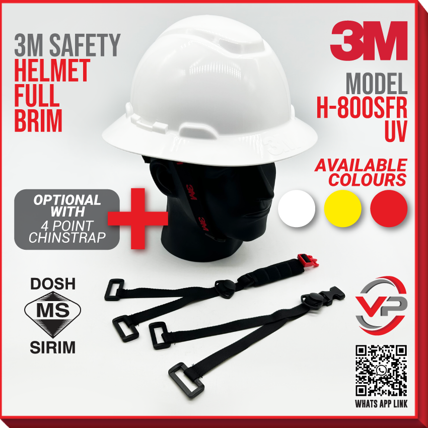 3M™ SECURE FIT™ FULL BRIM HARD HAT H-800SFR-UV SAFETY HELMET YELLOW/RED ...