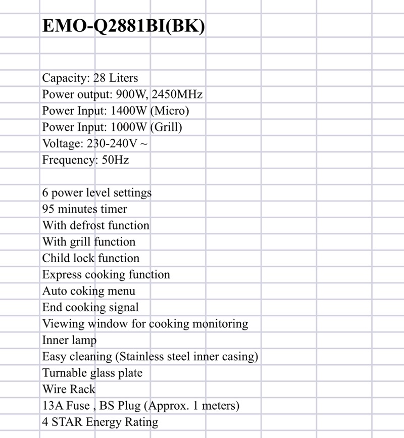 Elba Built In Microwave With Grill 28L EMO-Q2881BI(BK) | Shopee Malaysia