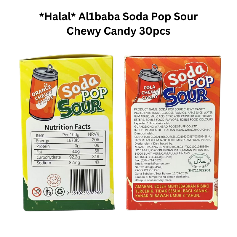 *Halal* Al1baba Soda Pop Sour Chewy Candy 30pcs | Shopee Malaysia