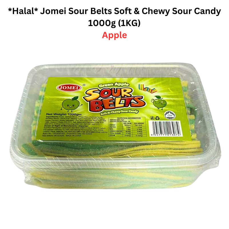 *Halal* Jomei Sour Belts Soft & Chewy Sour Candy 1000g (Strawberry ...