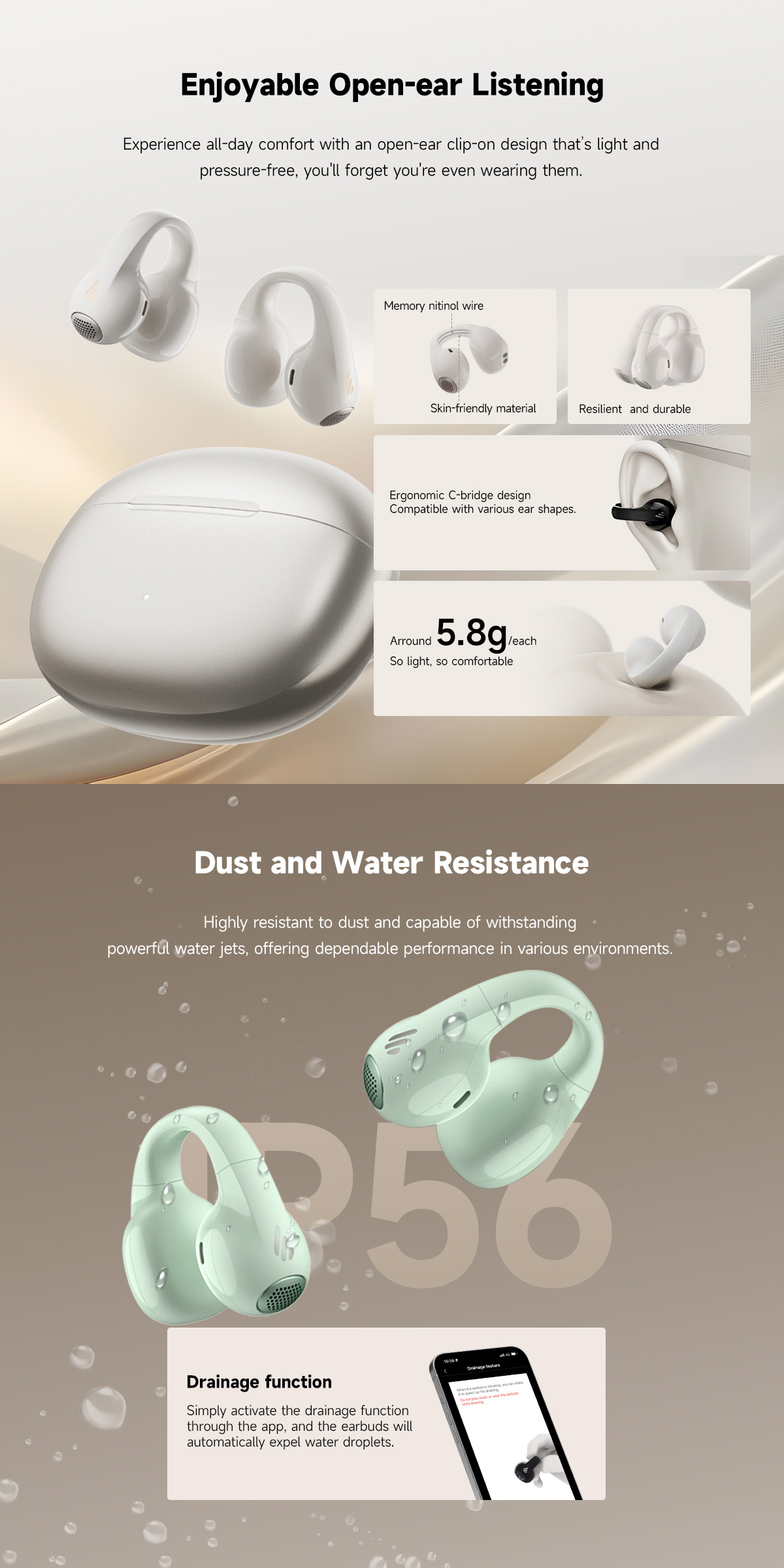 Edifier Comfo C Open-ear True Wireless Sport Earbuds - 2 Mics ENC | SBC ...