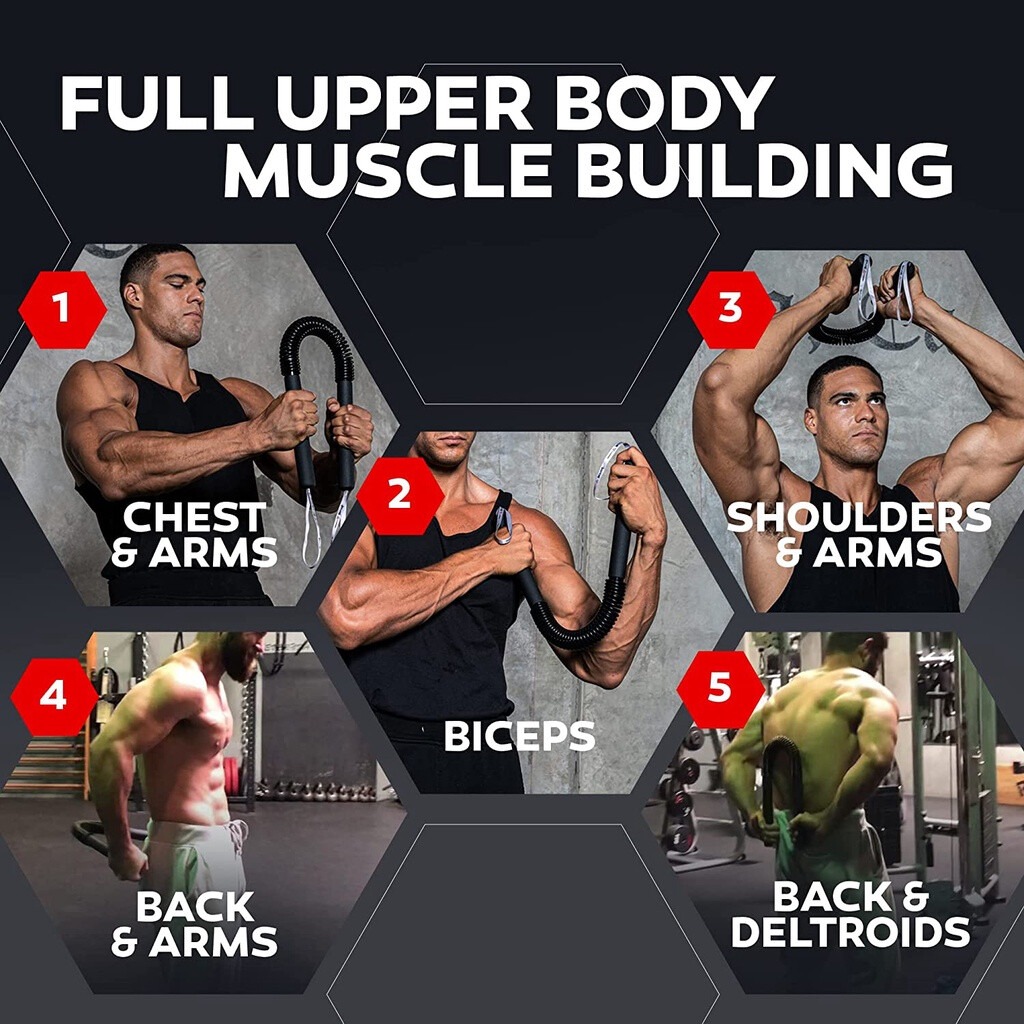 Power Twister Resistance Bar - Spring Bar for Chest and Arm Strength ...