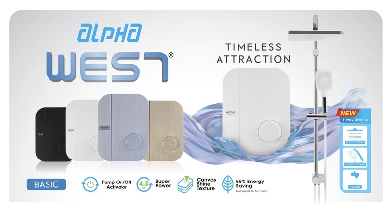 Alpha WES7 DIGITAL BASIC NEON RainShower Instant Water Heater with DC Pump No pump pemanas air ...