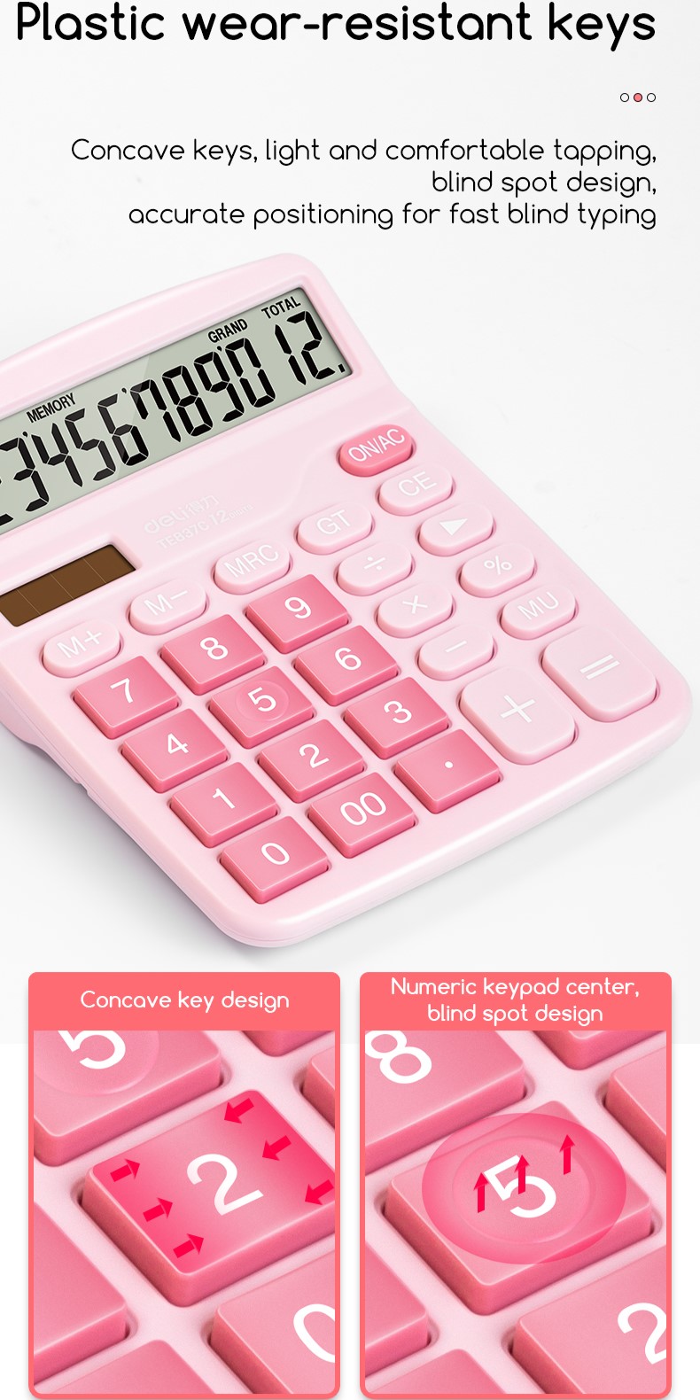 Deli Desktop Calculator 12 Digit Dual Power LCD TE837C | Shopee Malaysia