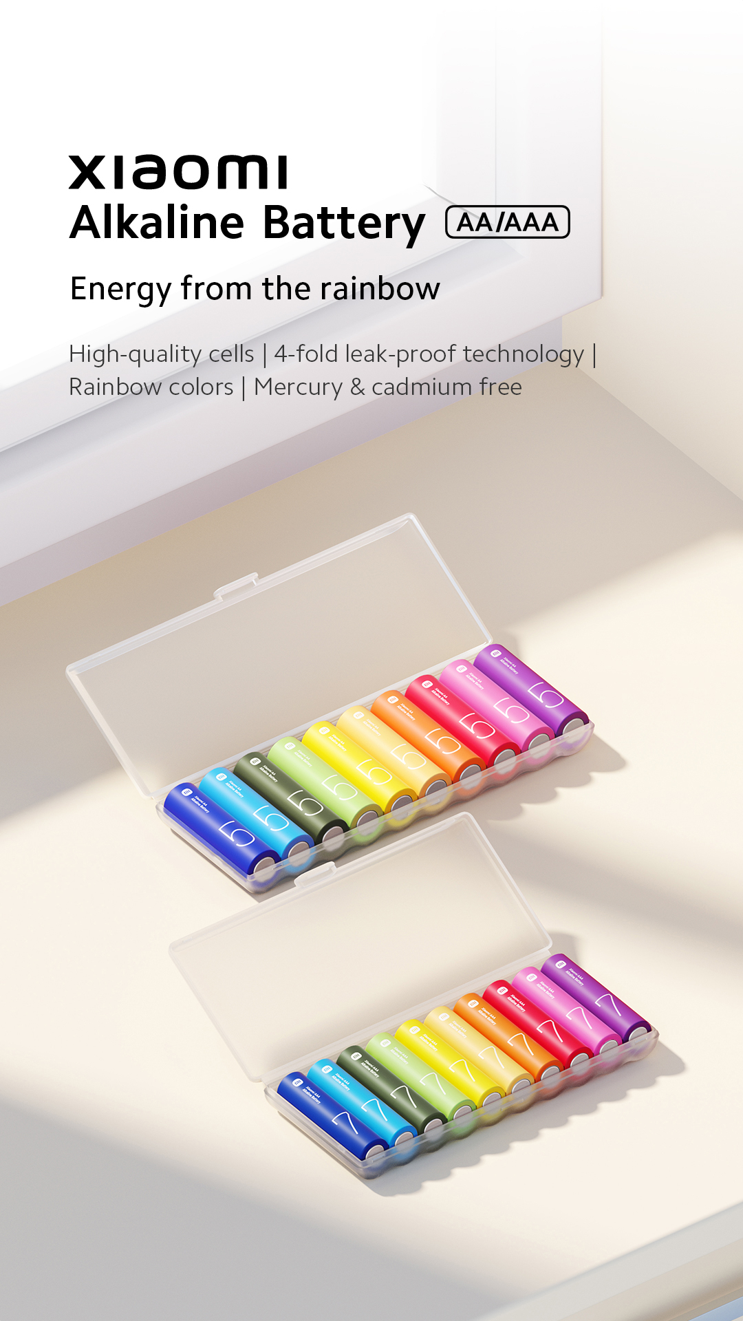 Xiaomi AA/AAA Rainbow Batteries (10 Count) | Alkaline Battery ...