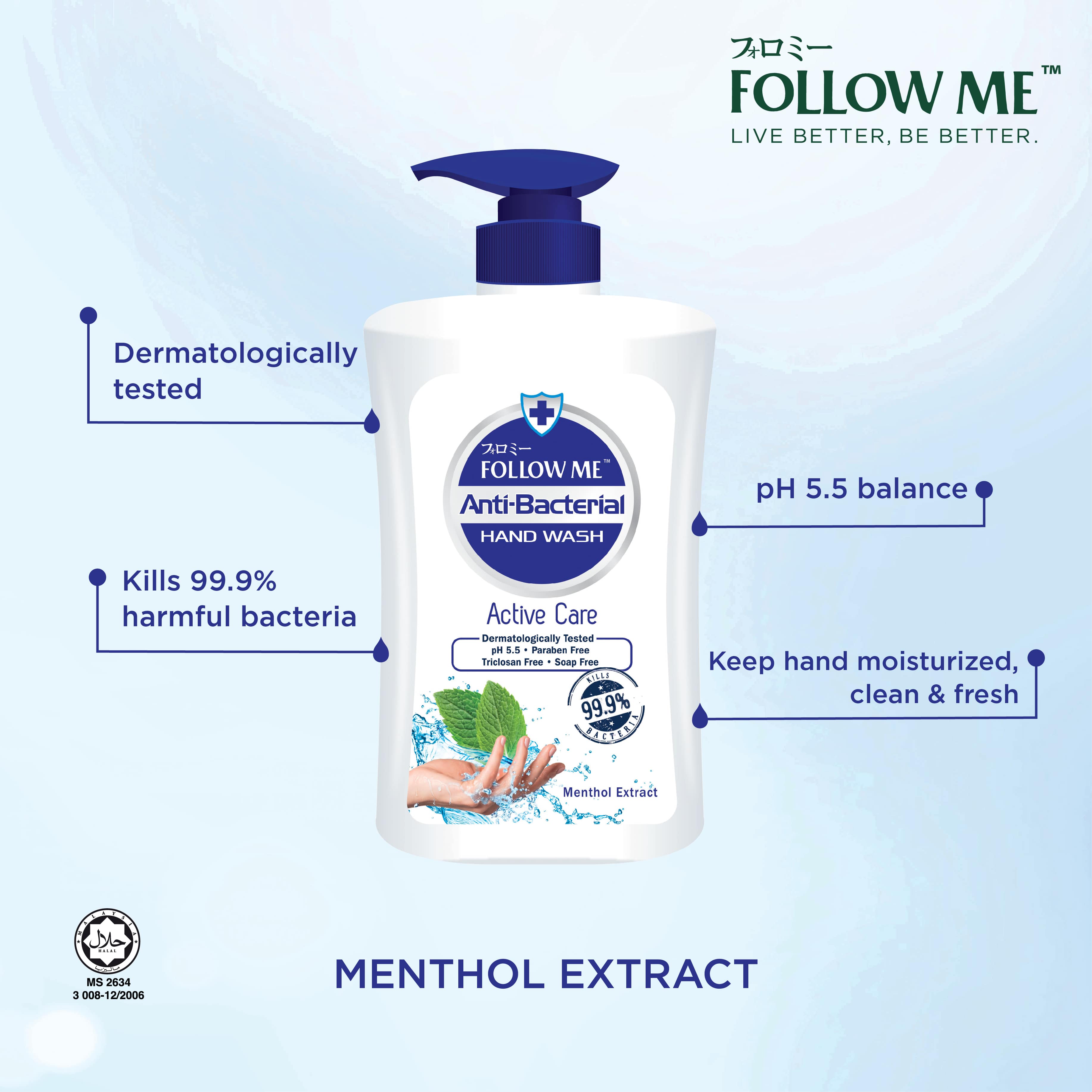 Follow Me Anti Bacterial Hand Wash (Active Care) 450ml | Shopee Malaysia
